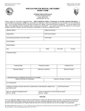Fillable Online NPS Form 10 930s Application For Special Use Permit