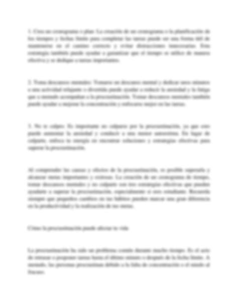 SOLUTION Manejo De La Procrastinaci N Studypool