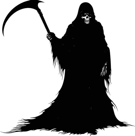 AI Generated Silhouette Grim Reaper Black Color Only Full Body Body