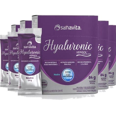 Kit 5 Hyaluronic ácido hialurônico colágeno verisol da Sanavita 30