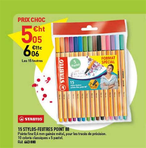 Promo 15 Stylos Feutres Point 88 Stabilo Chez Hyperburo ICatalogue Fr