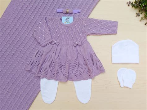 Saída de Maternidade Menina Lilás branco Pérolas Luxo 3 Pçs