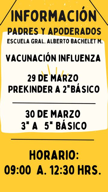 VACUNACIÓN INFLUENZA Escuela Gral Alberto Bachelet Martínez