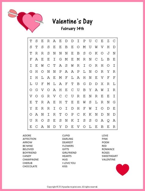 Free Printable Valentine Word Search Artofit