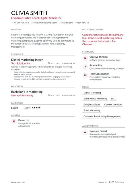5 Entry Level Digital Marketing Resume Examples Guide For 2023