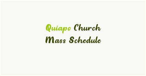 2024 Quiapo Church Mass Schedule
