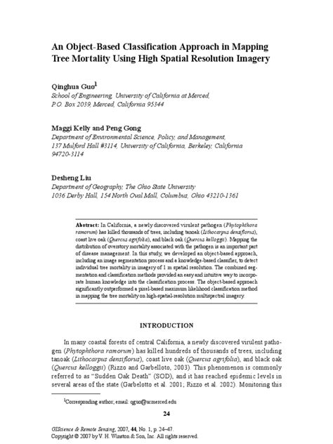an object based classification approach in mapping tree mortality using high spatial resolution