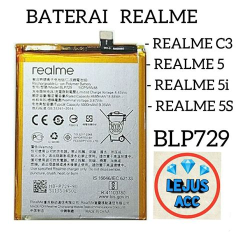 Jual Baterai Batre Battery Realme C3 Realme 5 5i 5S BLP729 BLP 729