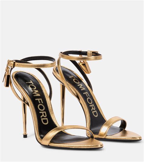 Tom Ford Padlock Leather Sandals In Gold ModeSens
