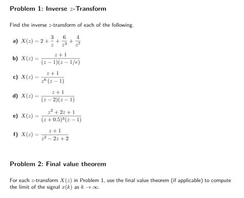 solved problem 1 inverse z transform find the inverse