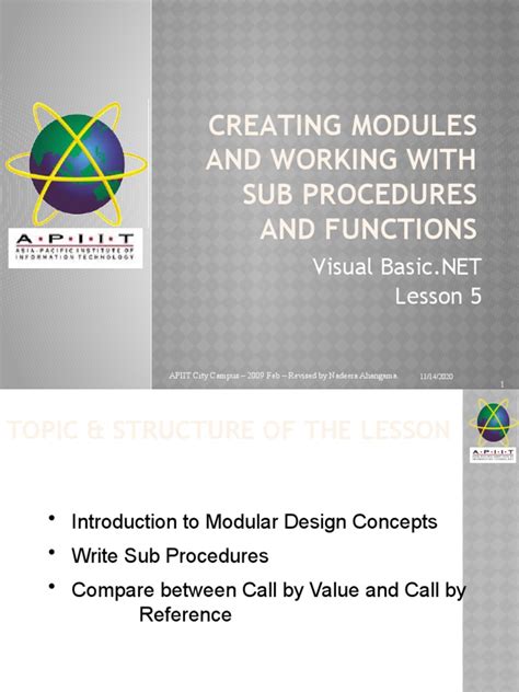 lesson5 procedures and modules pdf parameter computer programming subroutine