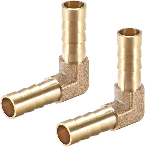 sourcing map 8mm Raccord Cannelé Tuyau Laiton Barbelé 90 Degré Coude