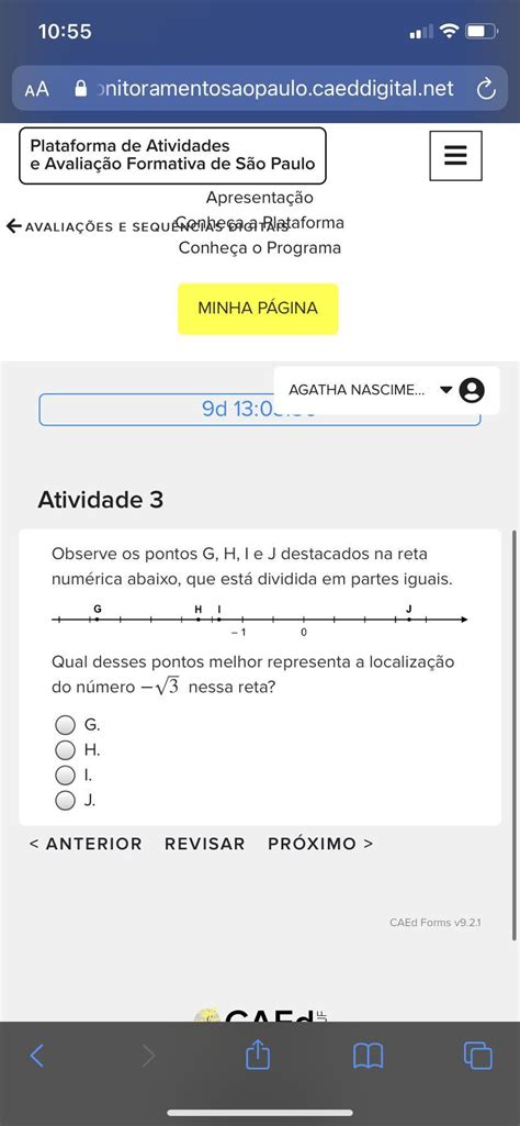 Observe os pontos G H I e J destacados na reta numérica abaixo que