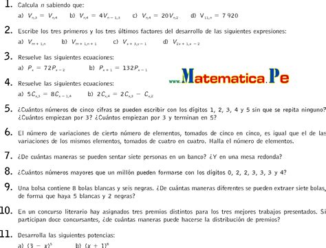 combinatoria ejercicios resueltos matematicas 2 bachillerato pdf