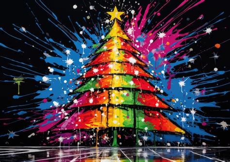 Una composición inspirada en el arte pop de luces de un árbol de