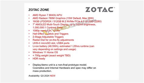 Zotac Zone Gaming Handheld Leakt Mit 120 Hz AMOLED Display Ryzen 7