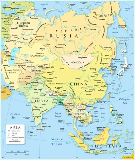 Mapa De Asia Pol Tico Y F Sico Mudo Y Con Nombres Pa Ses