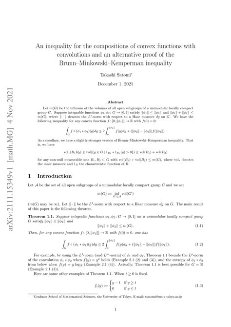 pdf an inequality for the compositions of convex functions with convolutions and an