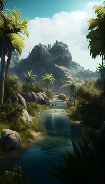 Premium AI Image River Running Through A Lush Green Forest Generative Ai