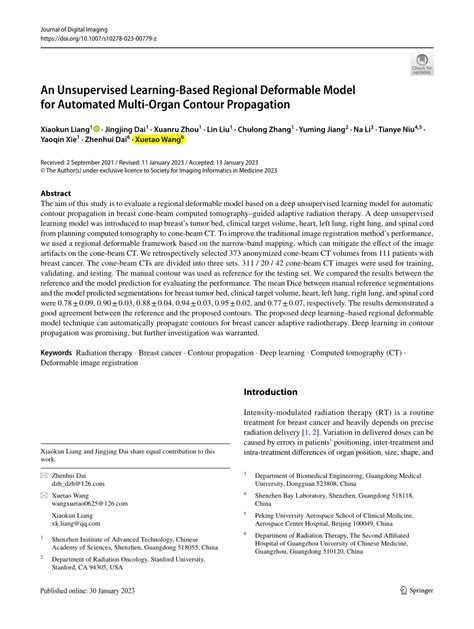 pdf an unsupervised learning based regional deformable model for automated multi organ contour