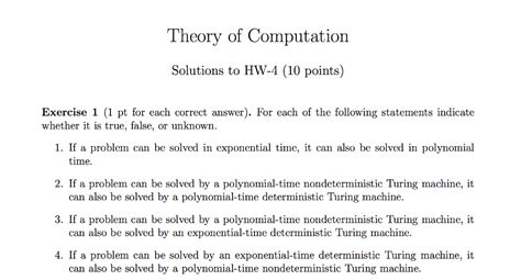 solved theory of computation solutions to hw 4 10 points