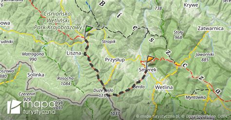 Trasa Cisna Smerek Mapa Turystyczna Pl