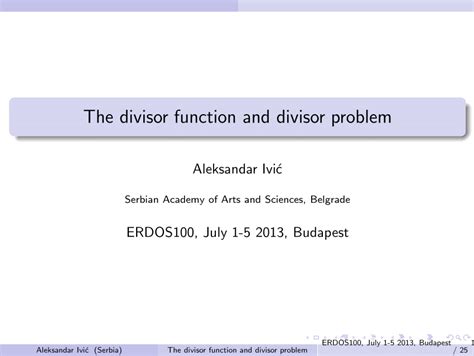 pdf the divisor function and divisor problem