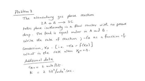 Solved Problem 3 The Elementary Gas Phase Reaction 2A B 3C Chegg