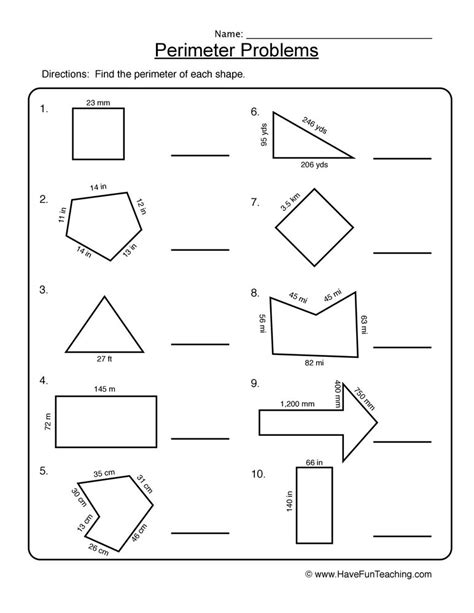 Area Perimeter Worksheets Th Grade