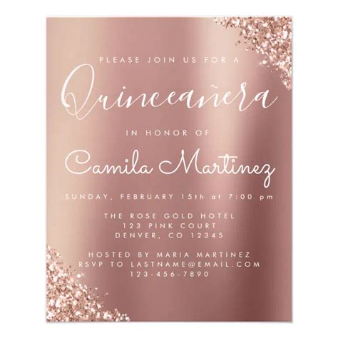 Budget Quinceanera Blush Pink Rose Gold Glitter Flyer Zazzle