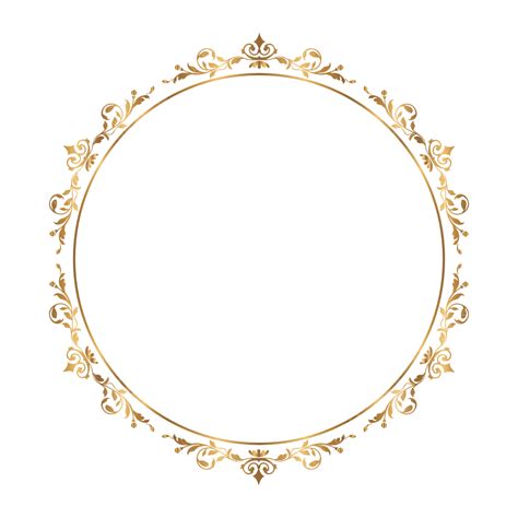 Moldura De Círculo Dourado Design De Ornamento Floral Luxuoso PNG
