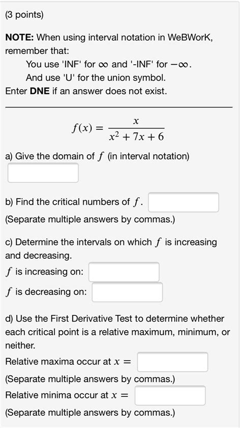 solved 3 points note when using interval notation in webwork remember that you use inf