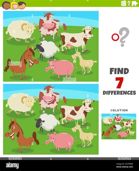 Ilustración de dibujos animados de encontrar diferencias entre imágenes