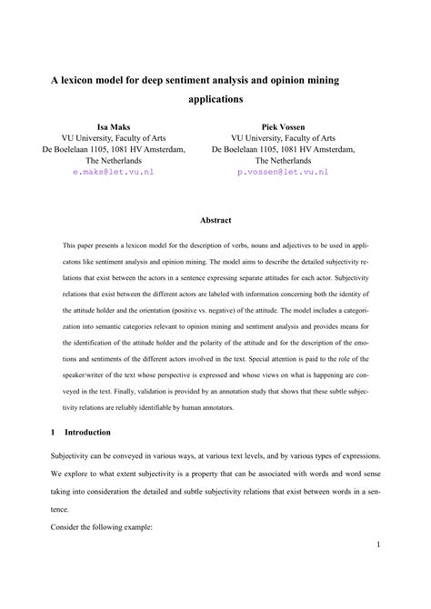 pdf a lexicon model for deep sentiment analysis and opinion mining applications