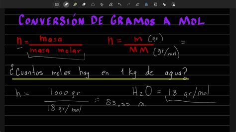 Conversión de gramos a mol y de mol a gramos Química YouTube
