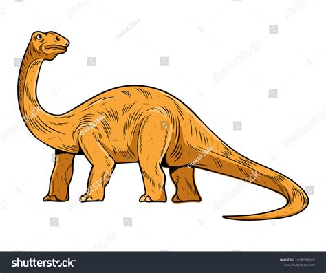 Brontosaurus Highest Dino Dinosaur Cartoon Character Stock Vector