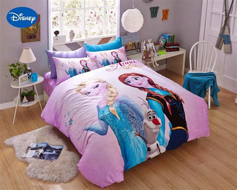 Pink Disney Cartoon Frozen Elsa Anna 3d Printed Bedding Sets For Girls Bedroom Decor Cotton Bed