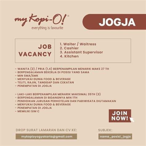 Lowongan Kerja Waiter Waitress Cashier Assistant Supervisor