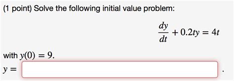 Solved Solve The Following Initial Value Problem Dy Dt Chegg