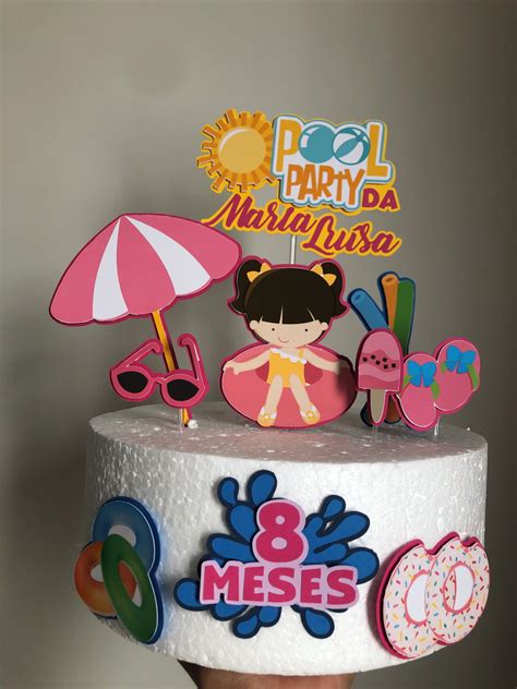 Topo De Bolo Pool Party Elo Produtos Especiais