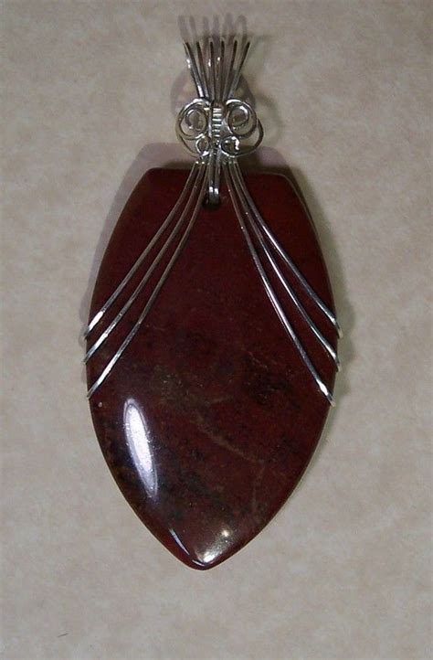 Sterling Silver Wire Wrap Gemstone Pendant Red Jasper Handmade Etsy