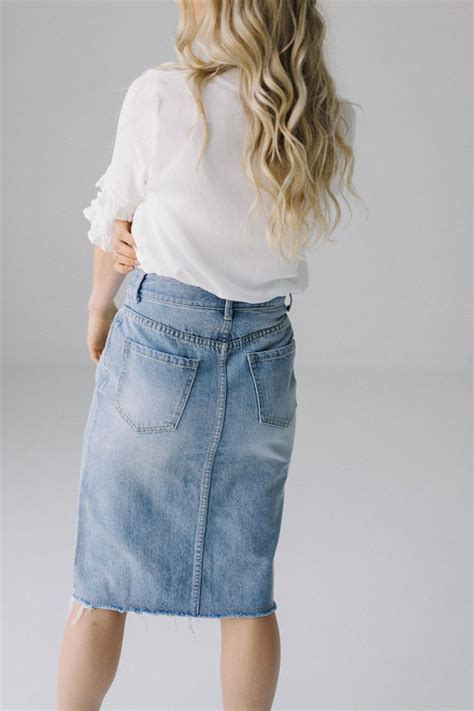 Haven Knee Length Denim Skirt In Light Wash FINAL SALE The Main
