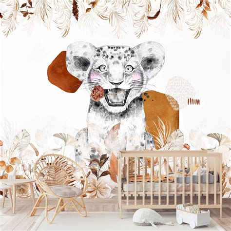Papier Peint Carte Du Monde Animaux Baby Wall