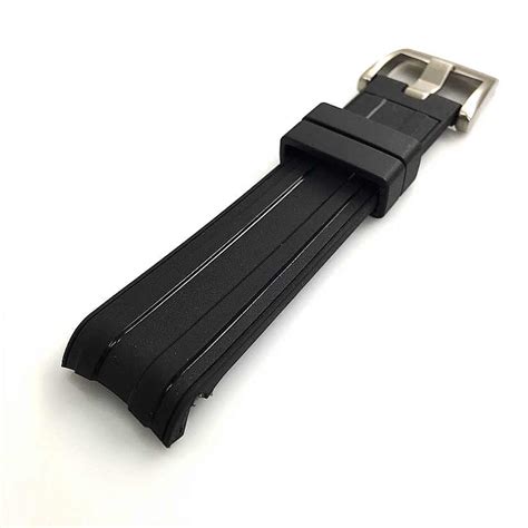 Tissot Compatible Curved End 20mm 22mm Black Silicone Rubber Strap