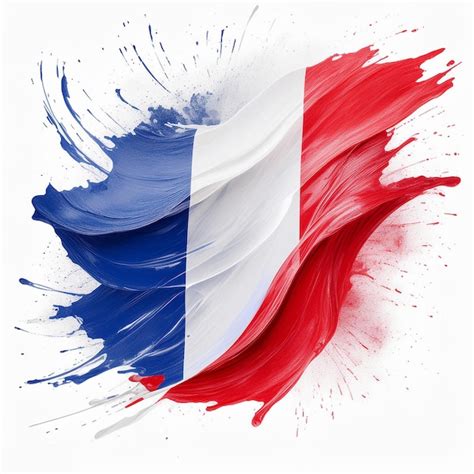 Bandeira da França pintada em fundo branco de aquarela Foto Premium