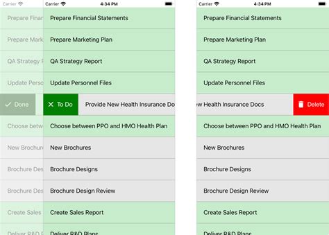 define swipe actions for items mobile ui controls devexpress documentation