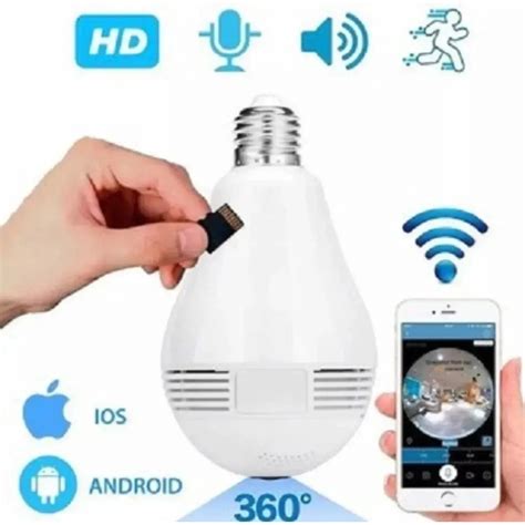Camera Ip Seguraca Lampada Vr 360 Panoramica Espia Wifi V380 Shopee