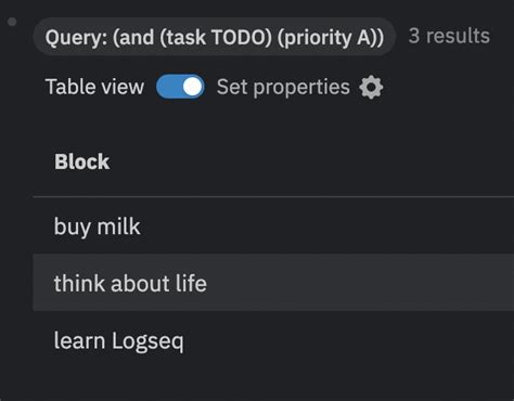 Show TODO Toggle In Query Table View Feature Requests Logseq