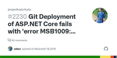 Git Deployment Of ASP NET Core Fails With Error MSB1009 Project File
