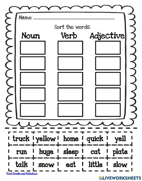Nouns And Verbs Worksheets Adjective Worksheet Nouns And Adjectives